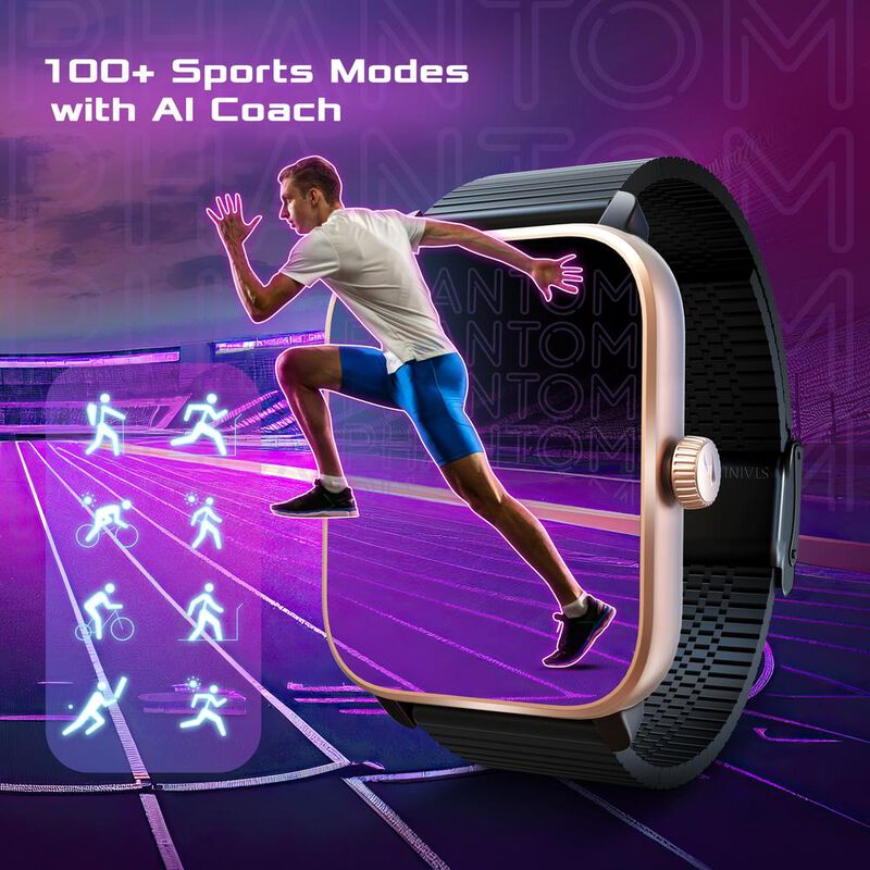 Fastrack Phantom with 1.85 Super HD Display Functional Crown BT Calling ...